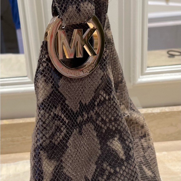 Michael Kors | Bags | Michael Kors Snake Skin Print Leather Hobo Bag ...